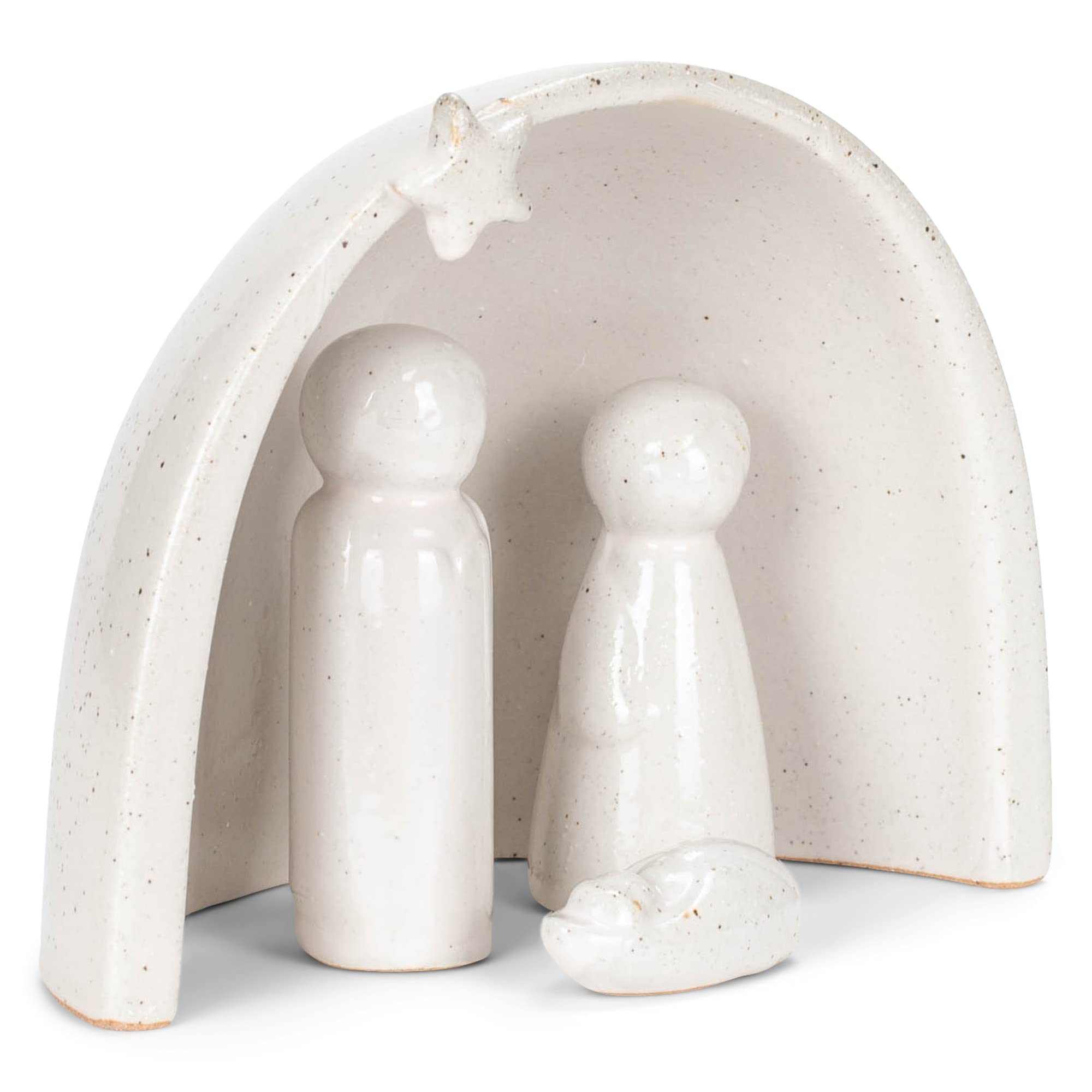 Stoneware Nativity with Glaze, Set of 4
