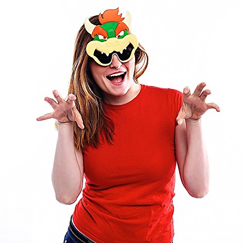 Sun-Staches Nintendo Bowser Sunglasses Costume Accessory UV 400 Lenses with Teeth and Signature Green Mask One Size Fits Most