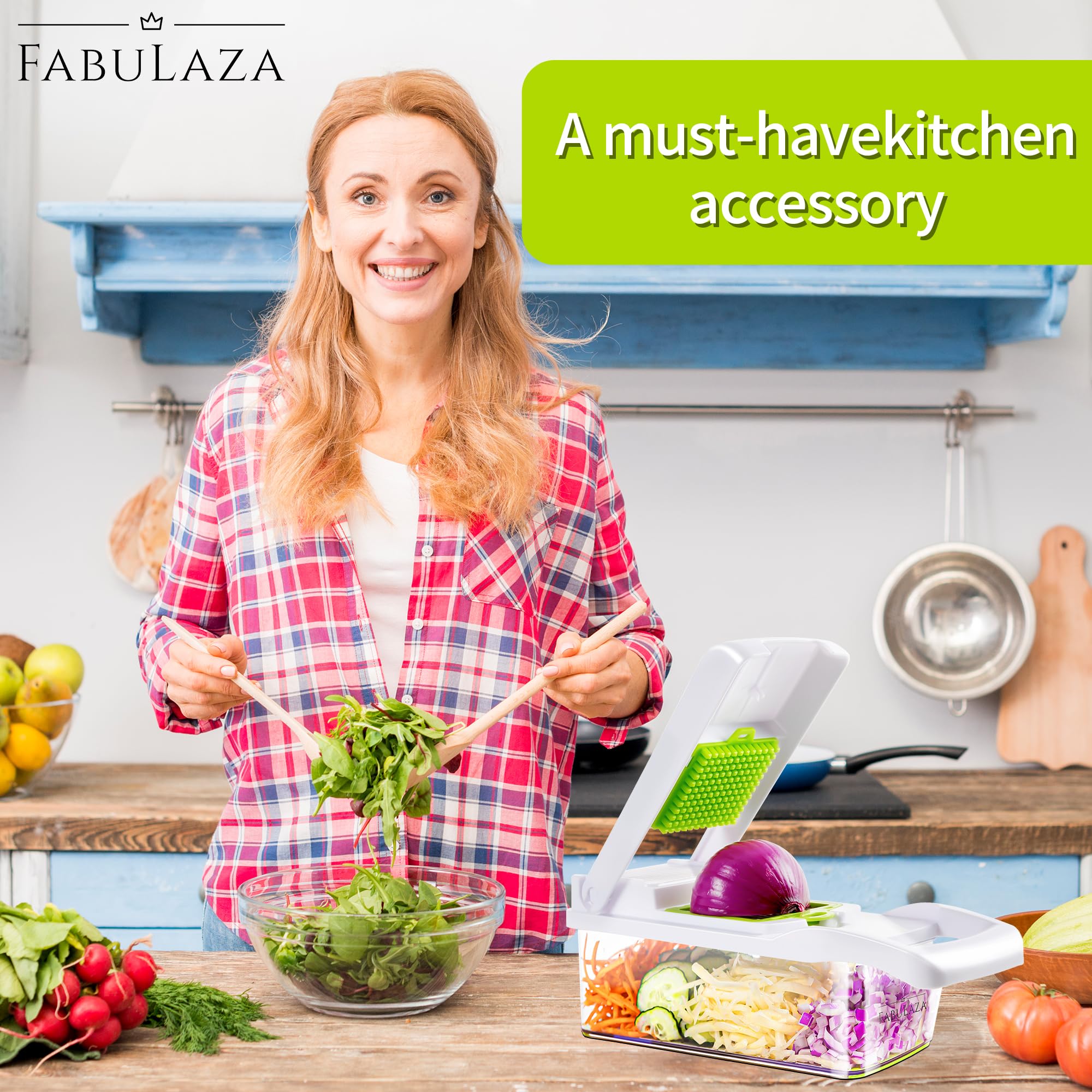 Vegetable Chopper, 15 in1 Vegetable Slicer Onion Mincer Cutter, Dicer Egg Slicer, Mandoline Slicer, Onion Cheese Fruit Cutter, Grape Vegetable Dicer, Food Processor Kitchen Gadget with Container