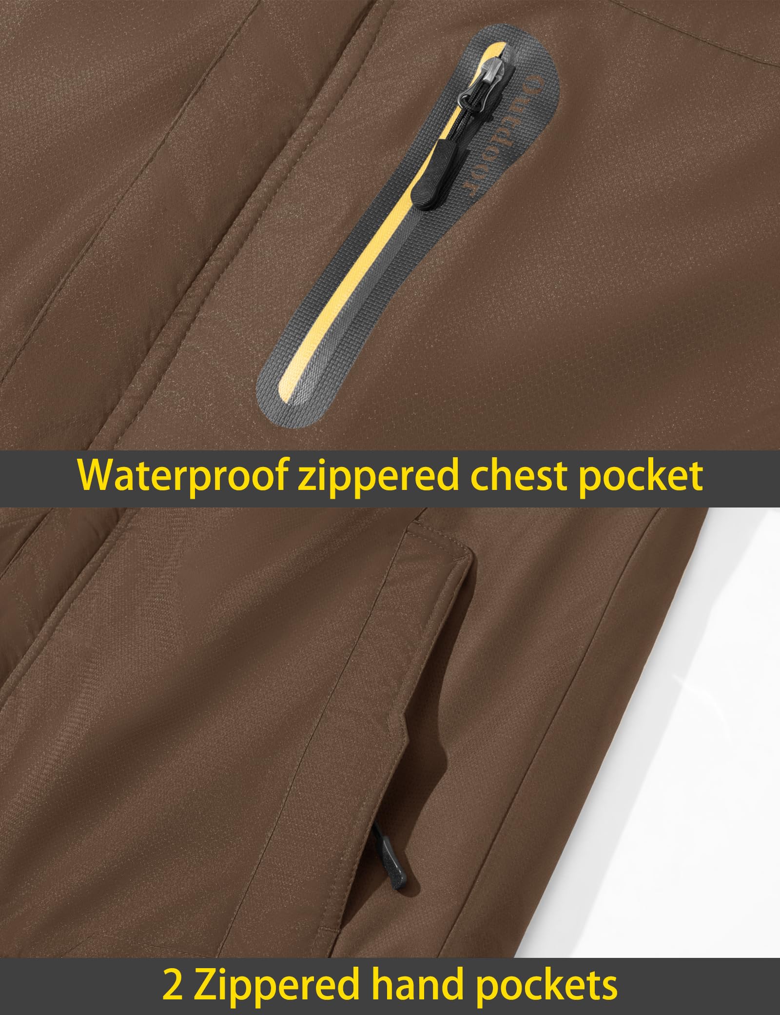 TACVASEN Winter Coats for Men Fleece Jacket Men Ski Jacket Windproof Snowboard Jacket Men Warm Softshell Jacket Brown 2XL