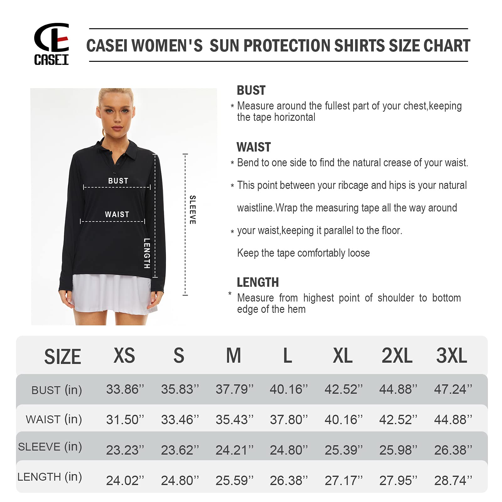 Women's Golf Shirt Long Sleeve Polo Shirt UPF50+ Sun Protection Moisture Wicking Quick Dry Golf Polo Shirt(Black,S