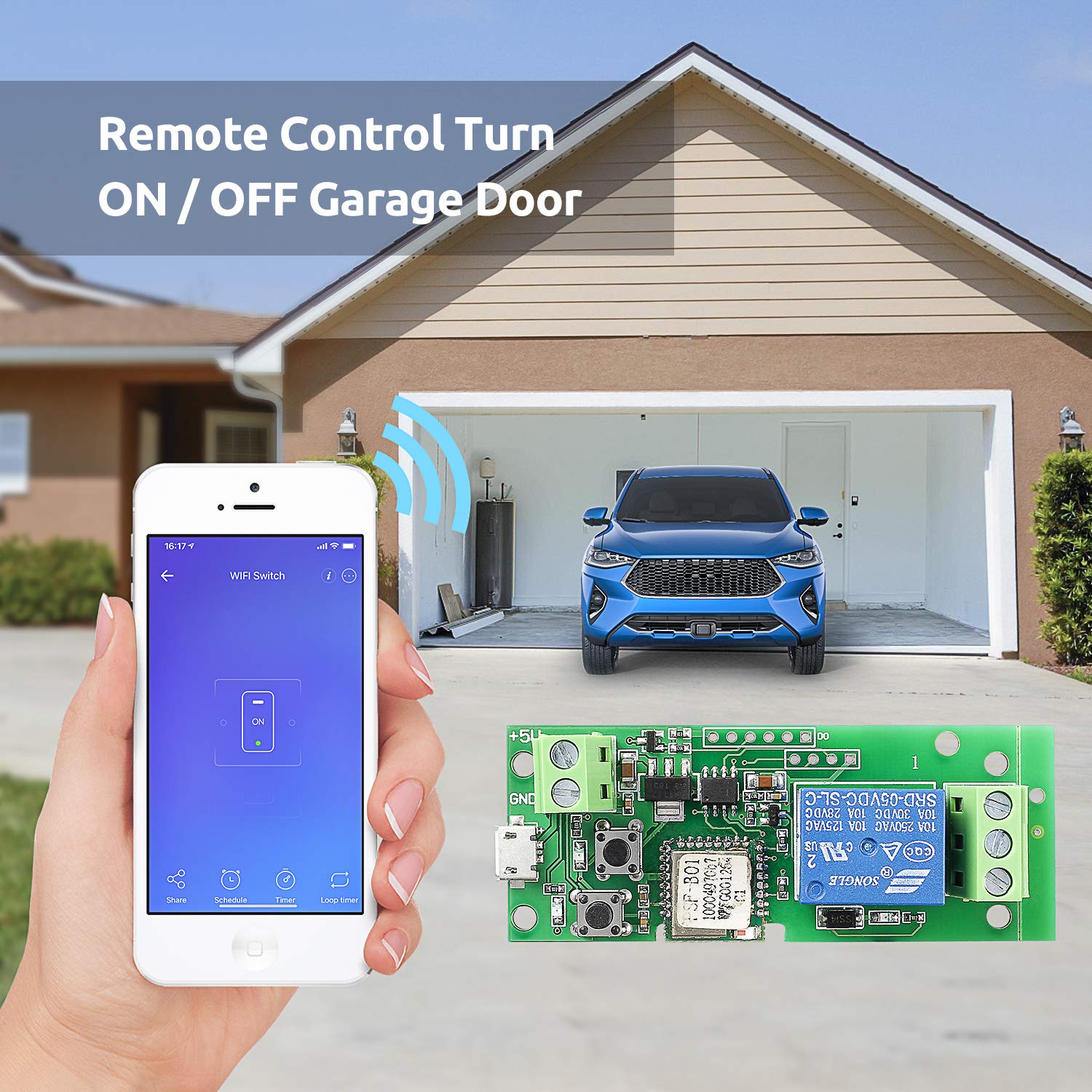 SunFounder USB DC 5V Module Smart Home Wireless Switch Controller with APP, Ba Applied to Access Control, Turn on PC, Garage Door,Learning Program