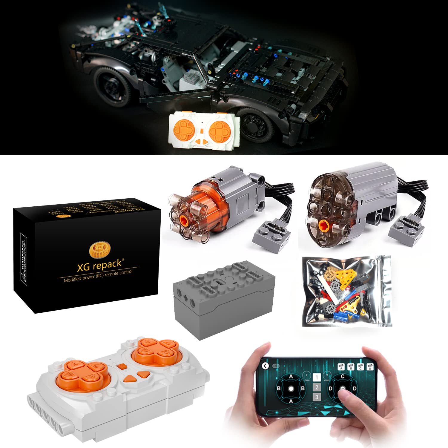 XGREPACK 42127 Motor Remote Control Kit for Lego Technic The Batman – Batmobile 42127 Building Kit (Playset not Included, only Power Motor System)
