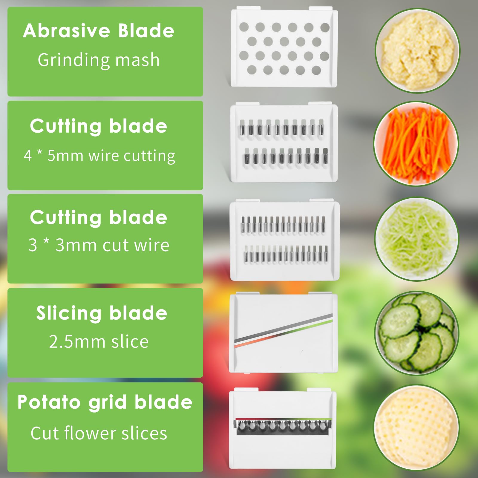 Vegetable Chopper Chopper Vegetable Cutter Kitchen Gadgets Kitchen Accessories， Multifunctional 8 in 1 Food Chopper，Salad Chopper and Vegetable Slicer，Vegetable Chopper With Container (Green)