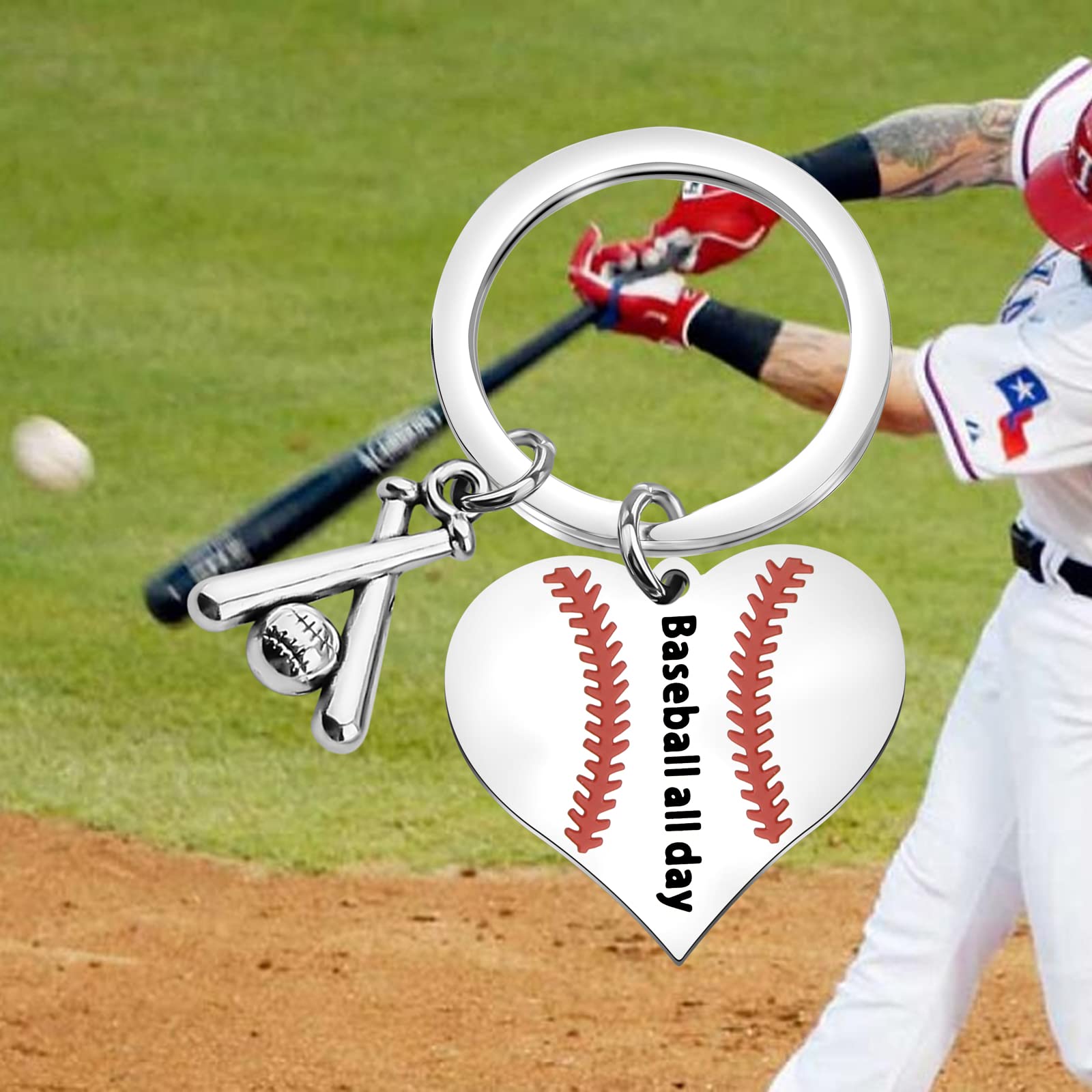 WSNANG Baseball Keychain Baseball Player Gifts Baseball Lover Jewelry Baseball Team Baseball Coach Thank You Gift (silver)