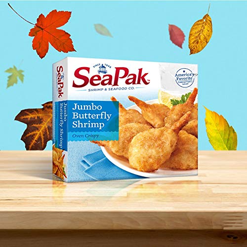 SeaPak Jumbo Butterfly Shrimp with Oven Crispy Breading, Delicious Seafood, Frozen, 9 oz