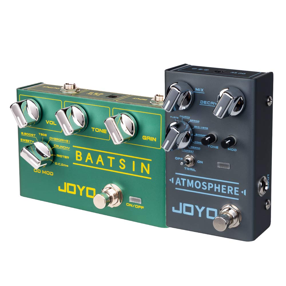 JOYO R-11 Baatsin Overdrive Distortion Bundle with R-14 Atmosphere Reverb for Electric Guitar Effects Most Frequently Combination Budget Pedals
