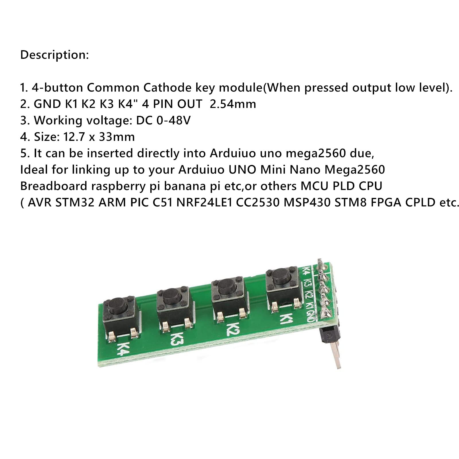 Walfront 4 Key Keyboard Module Universal 4 Key Push Button Switch Module Keyboard Board for DIY Accessory Kit