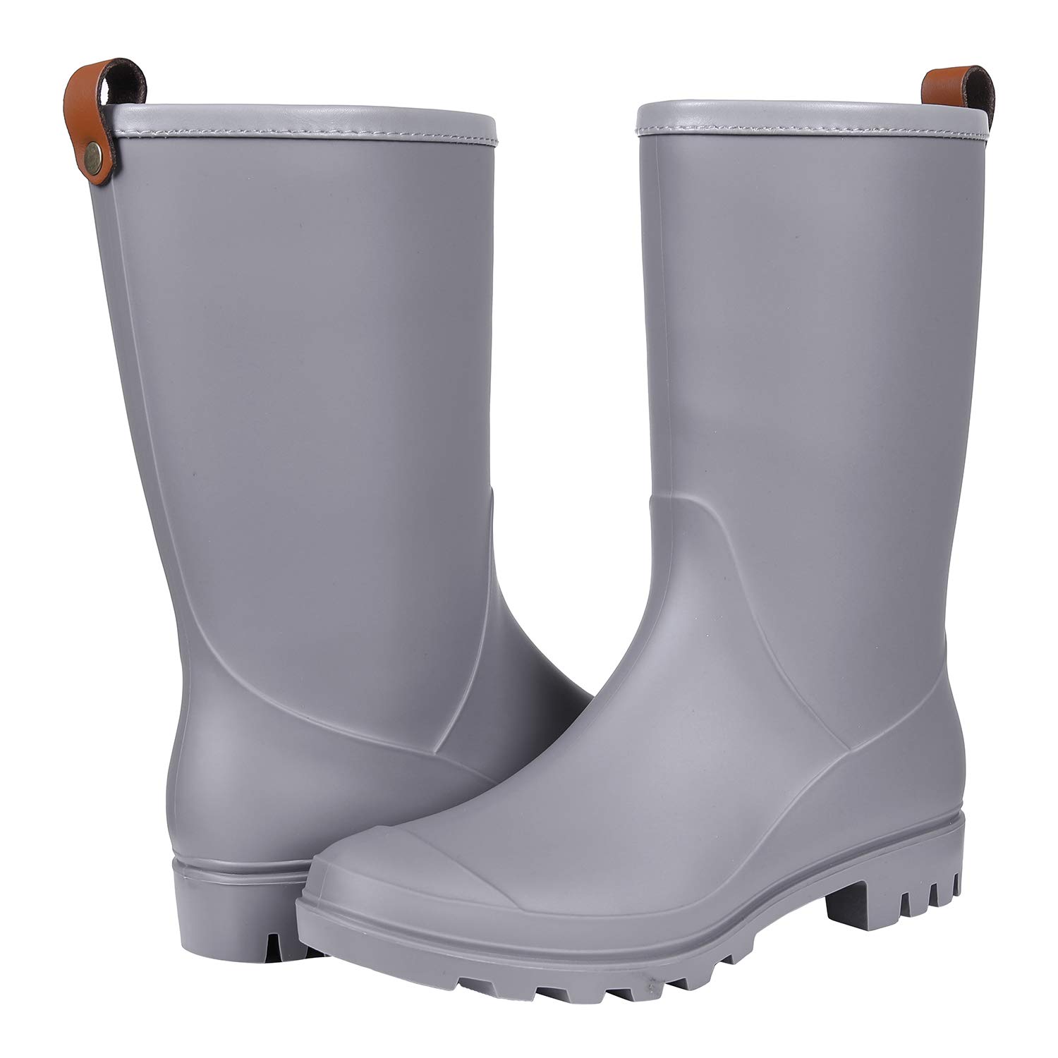 Women's Mid Calf Rain Boots Waterproof Lightweight Garden Shoes, Yellow Size 8.5