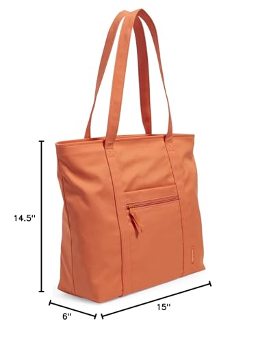 Vera Bradley Women's Cotton Vera Tote Bag, Orange Bell Pepper - Recycled Cotton, One Size