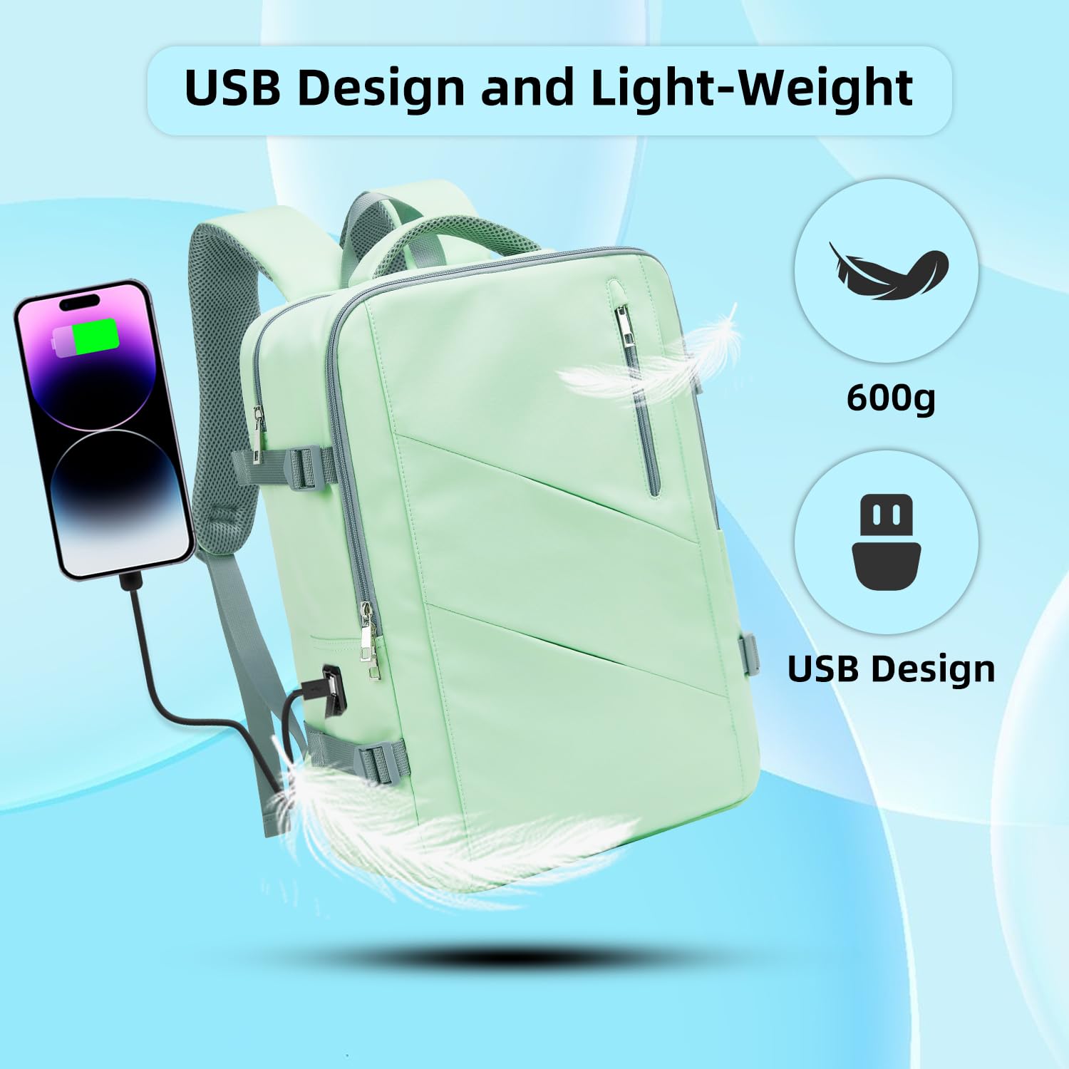 Travel Backpack for Women Waterproof Business Laptop Backpack Casual Daypack Hiking Backpack College Backpack (Green)