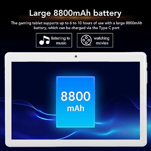 UPQRSG 10.1 Inch Tablet for 10, 6GB 128GB Tablets with 8800Mah, 1960X1080 IPS HD 8MP 16MP Camera, 10 Core Processor 2.4G 5G Dual Band WiFi, Gold Tablet 100‑240V(US)