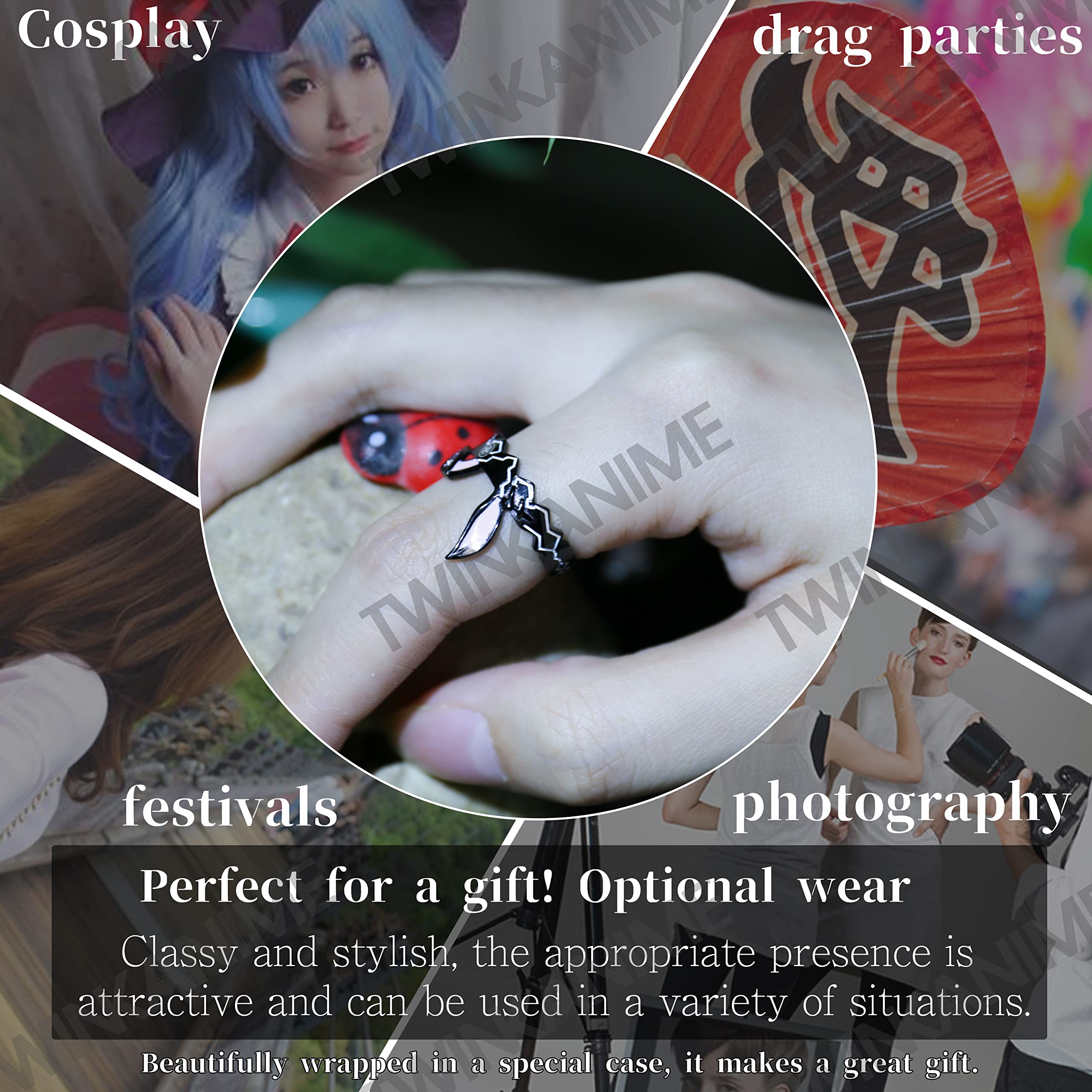 TWINKANIME Date a Anime Live Benny Version Himekawa Yoshino S925 Ring “All 2” Anime Ring for Cosplay Open Band High Durability Adjustable Ring (Benny Version Himekawa Yoshino)