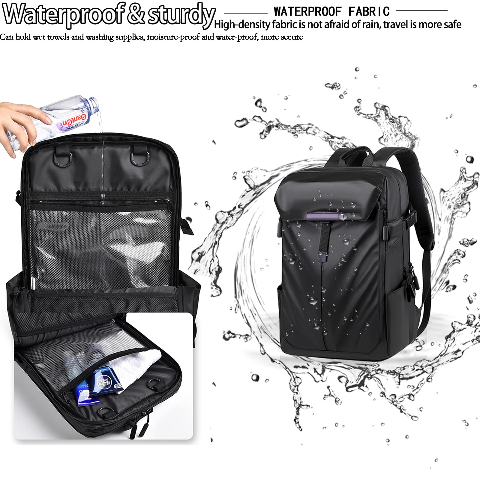 Travel Laptop Backpack, Waterproof Large Capacity Travel BackPack Expandable Casual Daypack for Travel Work Commuter etc