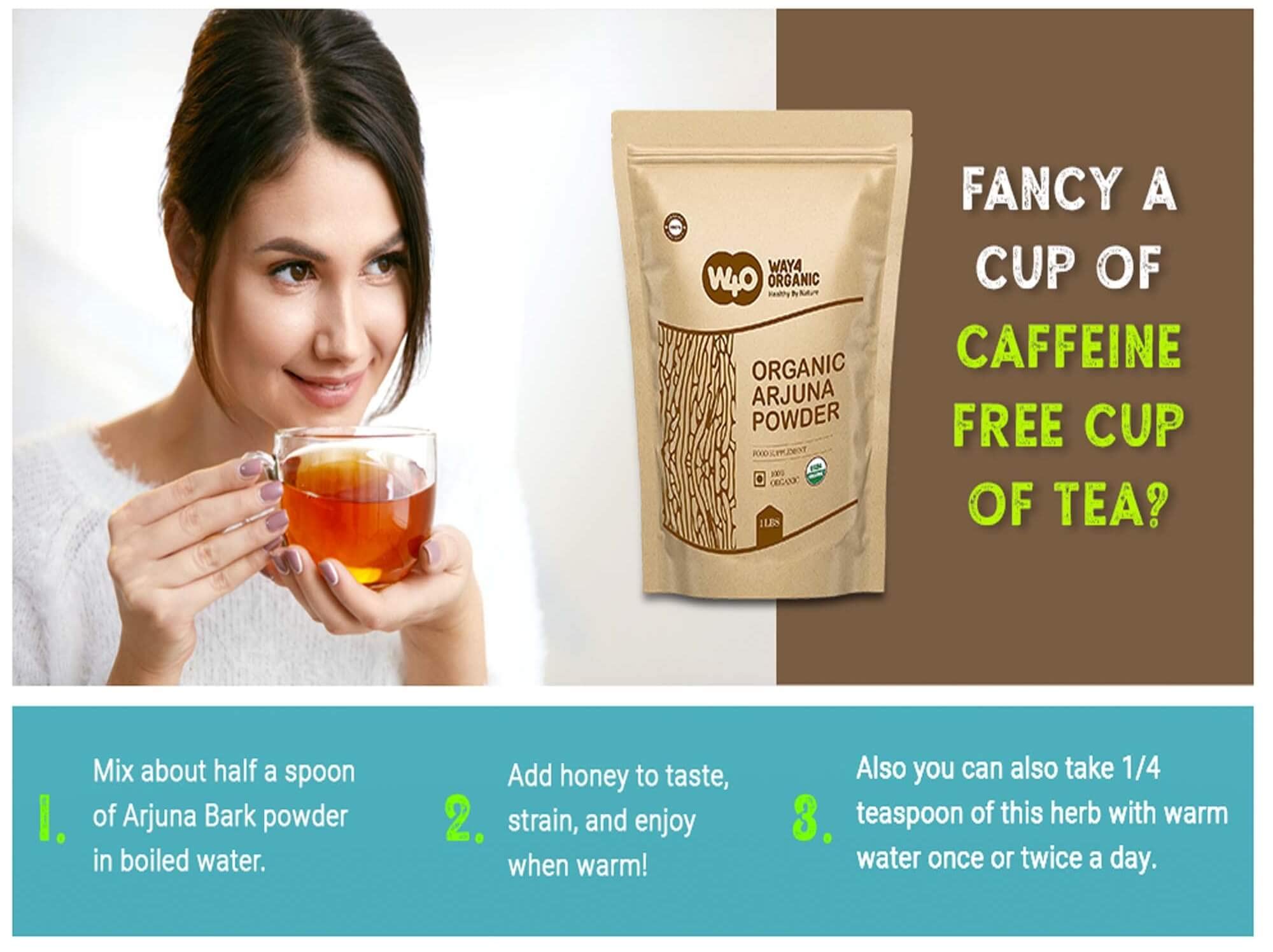 Way4Organic Organic Arjuna Bark Powder, 16 Ounces(1 Pound), Improves Healthy Muscle