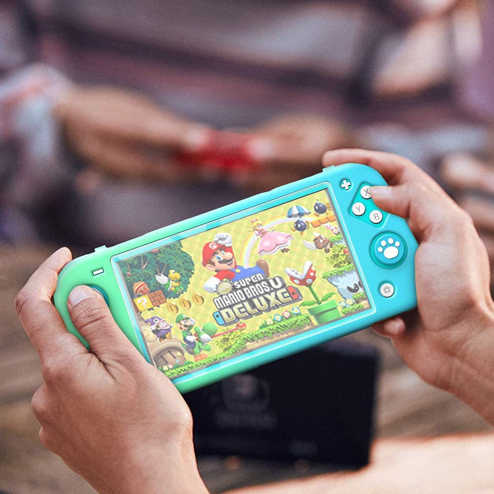 TiMOVO Case Compatible with Nintendo Switch Lite with 2 Screen Protectors & 4 Joystick Caps, Switch Lite Shock-Proof Protective Case Cover Accessories, Blue + Green
