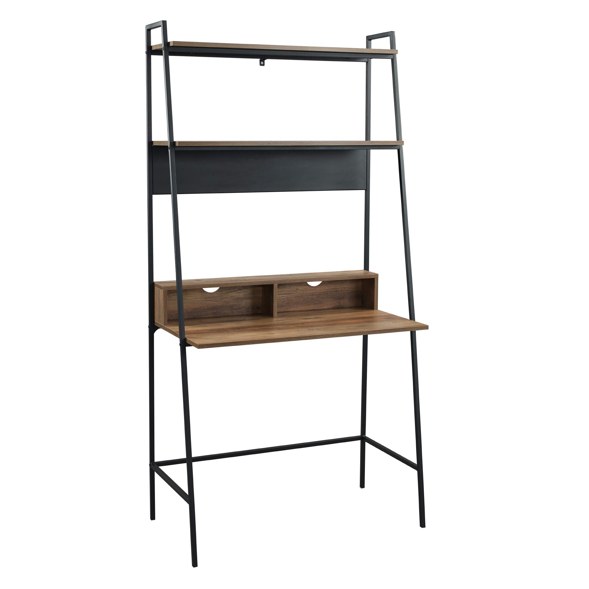 Walker Edison Freya Urban Industrial Ladder Desk with Metal Magnet Board, 36 Inch, Rustic Oak