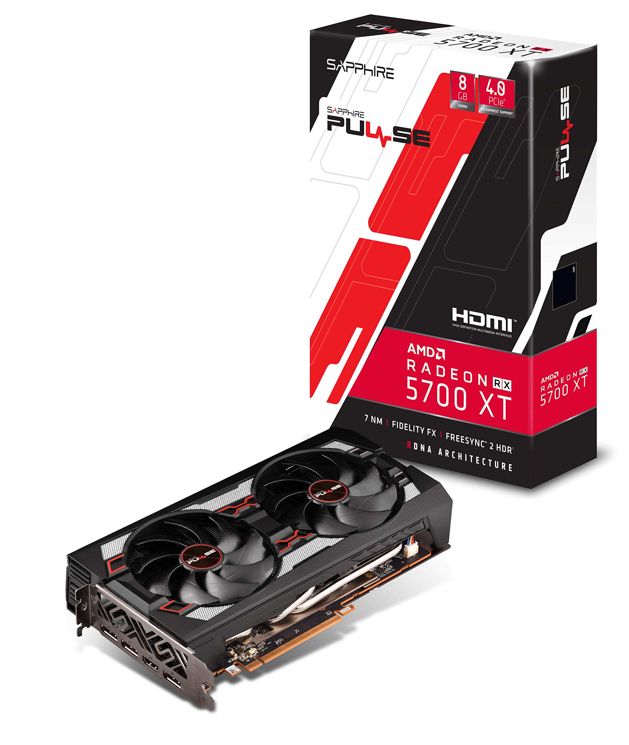 SAPPHIRE 11293-01-20G Radeon Pulse RX 5700 Xt 8GB GDDR6 HDMI/ TRIPLE DP OC w/ Backplate (UEFI) PCIe 4.0 Graphics Card