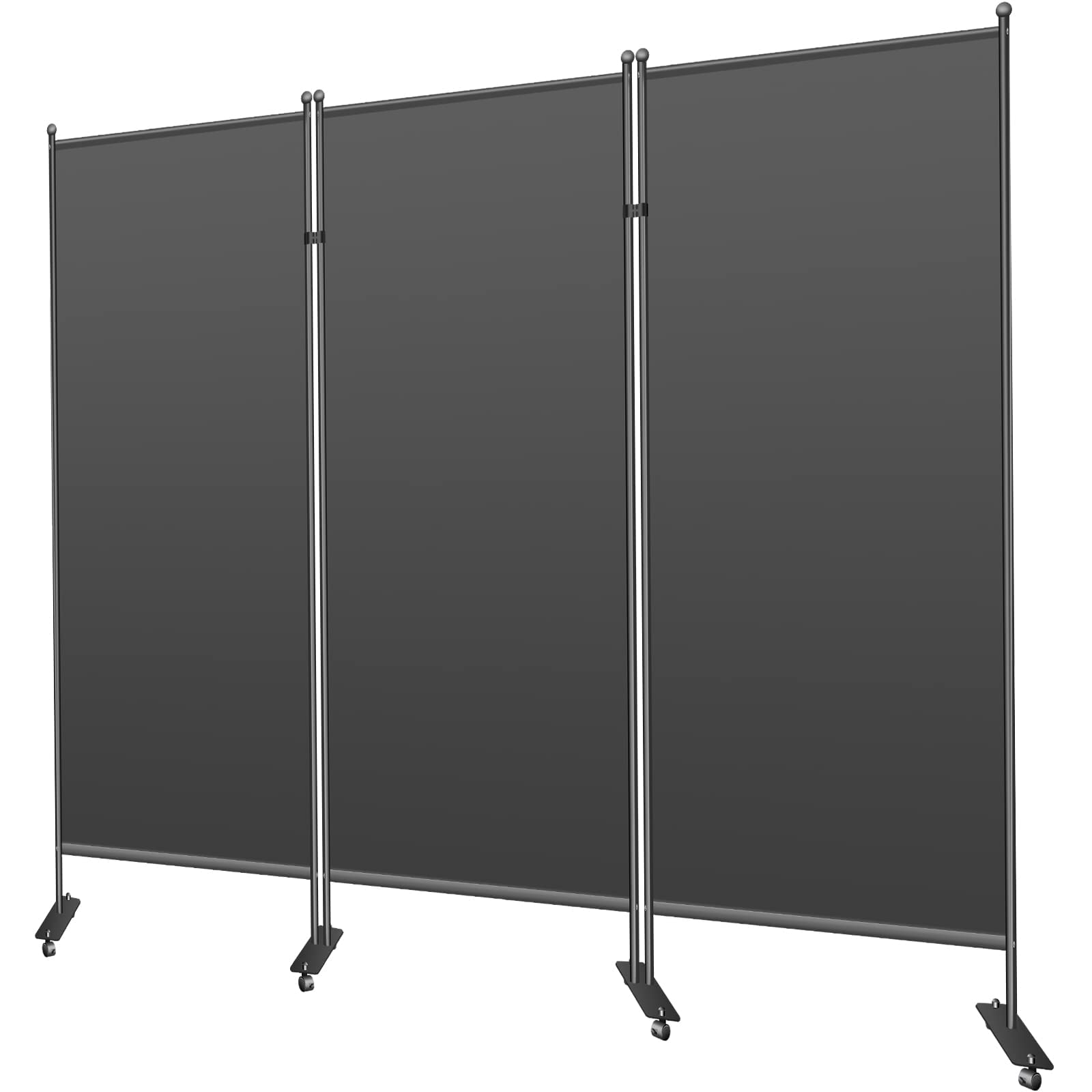VEVOR Room Divider 6ft, Room Divider Wall 3 Panels, Partition Room Dividers 89"x73", Folding Room Divider, Panel Room Divider, Folding Privacy Screen with Wheels (Black) for Home, Dorm, Office