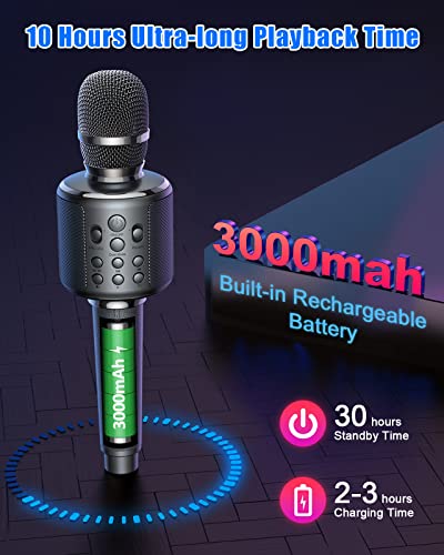 XZL Bluetooth Karaoke Microphone for Kids & Adults, Wireless Rechargeable Mic with Built-in Stereo Speaker, Echo|Duet Mode|Recording|Music Playback, Premium Leather Handle, Portable Storage Case