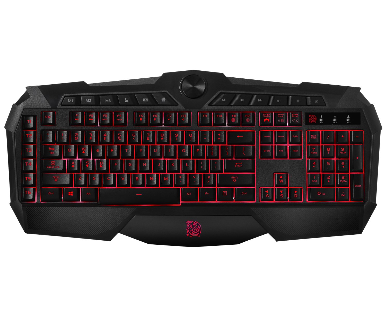 Thermaltake Tt eSPORTS Challenger Prime 3 Color LED Backlighting Anti-Spill Anti-Ghosting Membrane Gaming Keyboard KB-CHM-MBBLUS-01 , Black