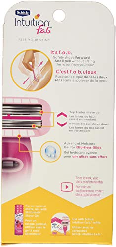 Schick Intuition f.a.b. Razor, Effortless Shaving for Women, 1 Handle and 2 Razor Blade Refills