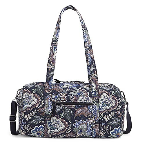 Vera Bradley Women's Cotton Small Travel Duffel Bag, Java Navy Camo - Recycled Cotton, One Size