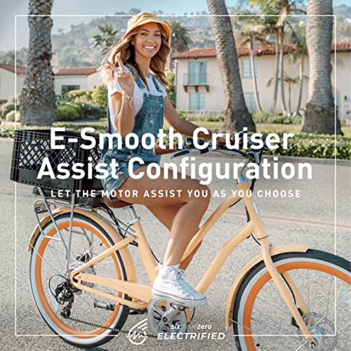 sixthreezero EVRYjourney Women's Electric Bike, 7-Speed Step Through Beach Cruiser eBike Bicycle, 250 Watt Motor, 26 Inch Wheels, Teal