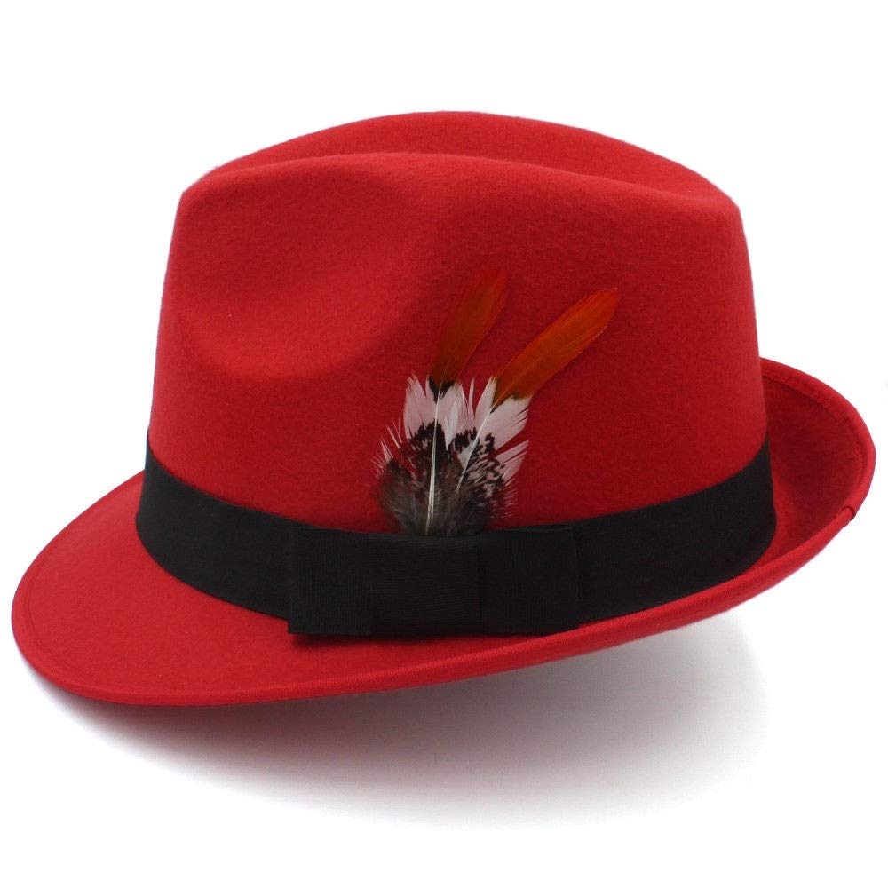 Women Fedora Jazz Hat, Knight Wool Hat England Cap Autumn Winter Casual Hat Feather