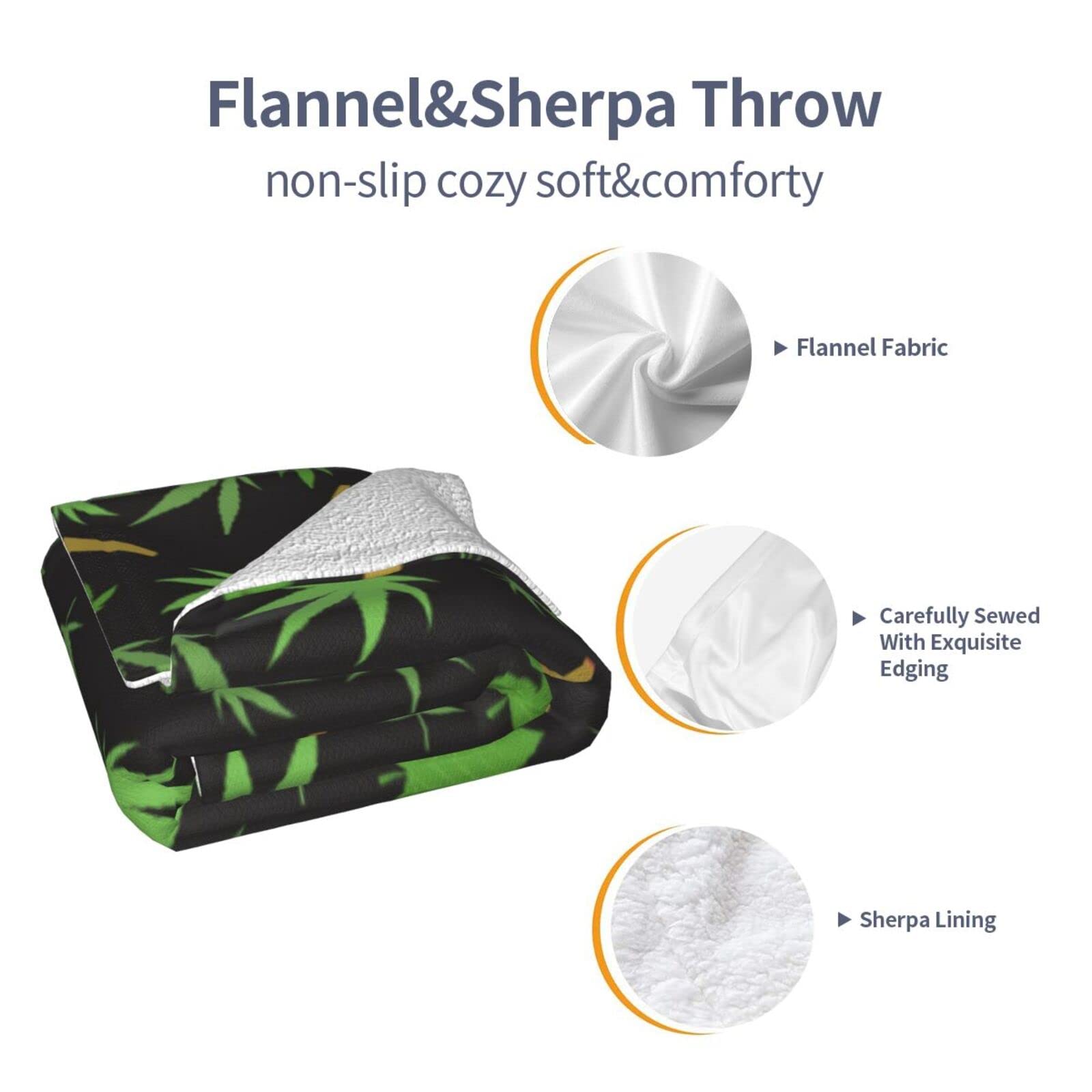 Weed Marijuana Smoker Fleece Throw Blanket Full Size Soft Fuzzy Blanket and Throws 80"X60" for Beding Boho