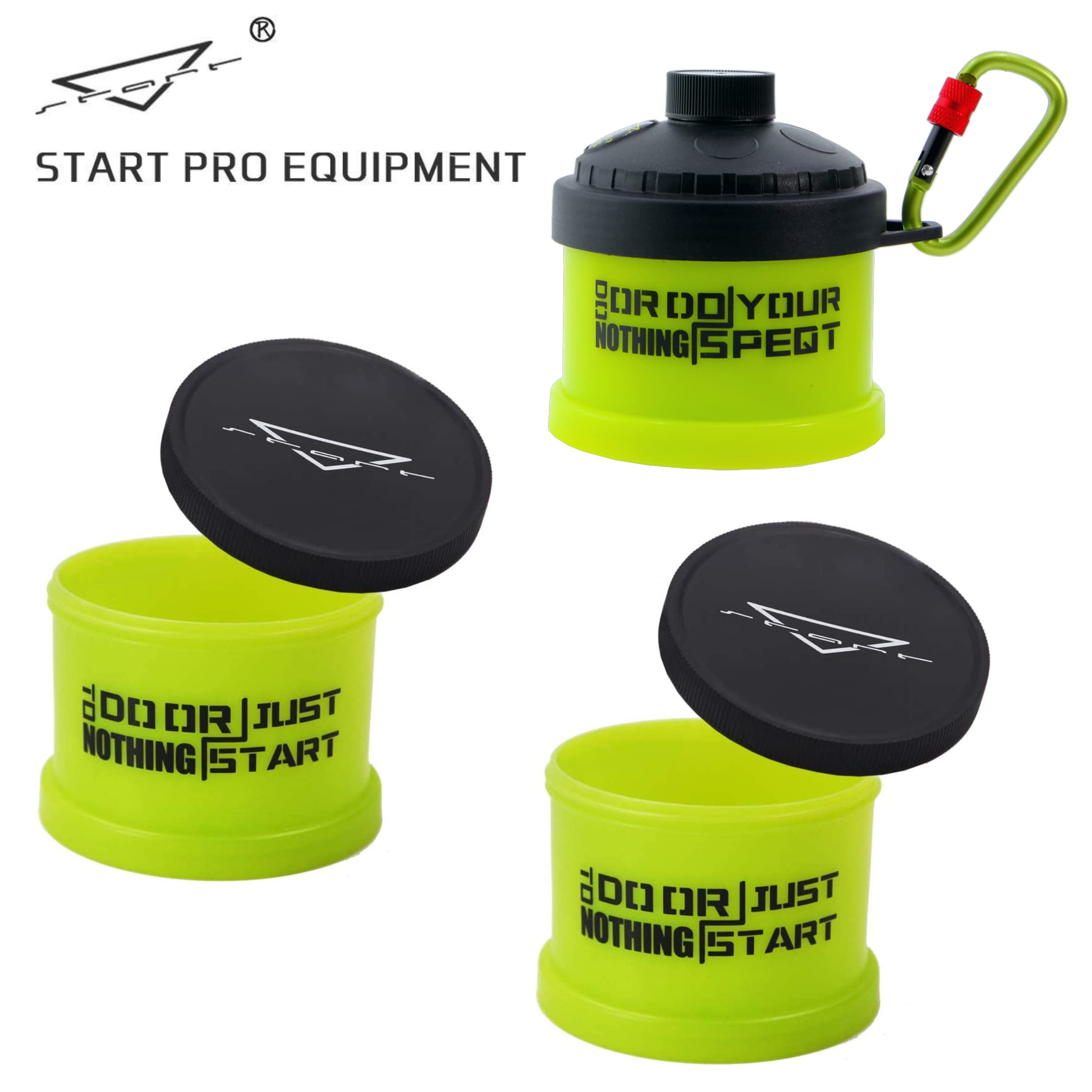 SPEQT Protein Powder Stackable Container To Go,with Top Cap Funnel for Water Bottle,Twist Lock Portable Supplement Organize Storage Dispenser for Pre/Post Workout,Fitness,Travel,Gym