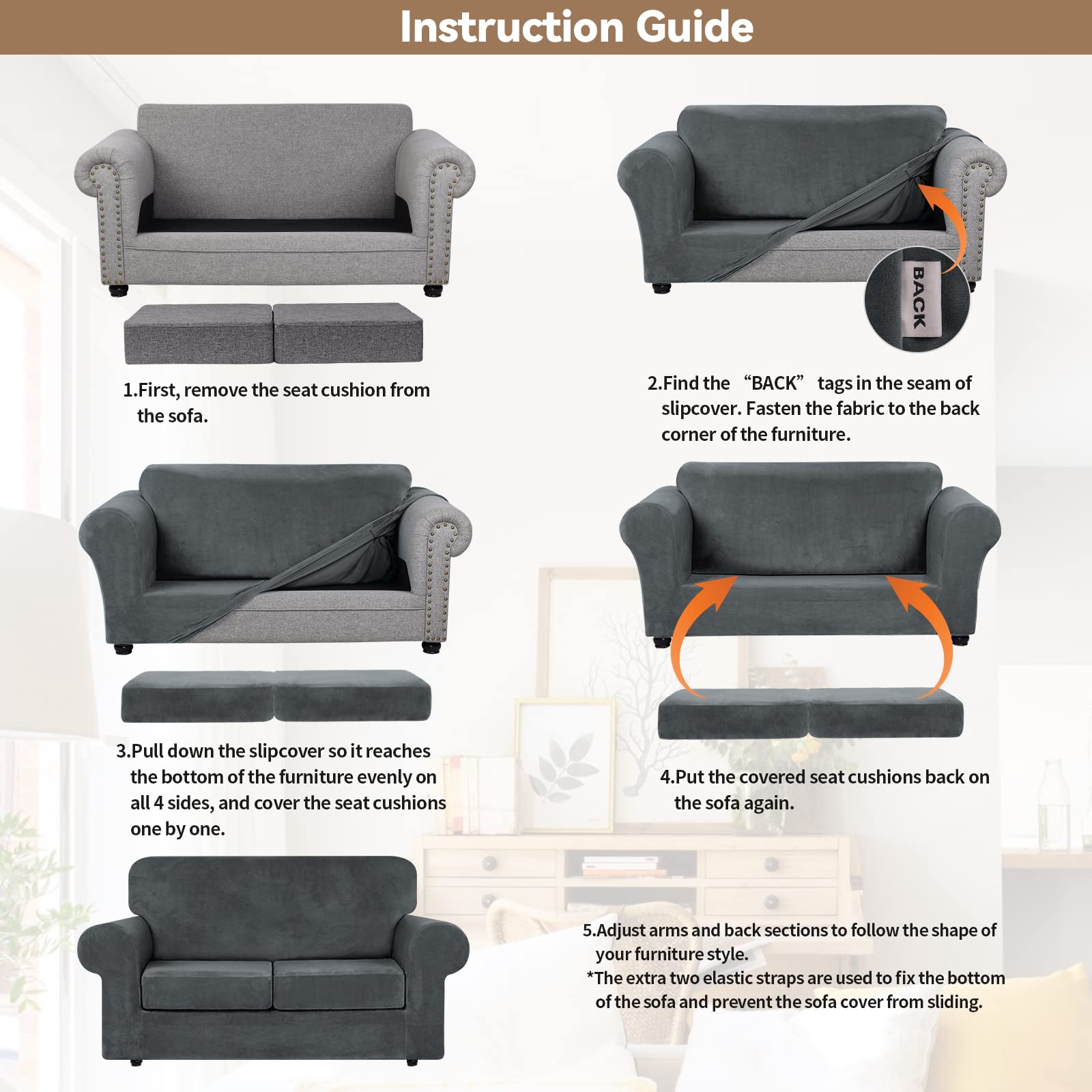 WEERRW Velvet Couch Covers for 2 Cushion Couch Sofa - High Stretch Luxury Velvet Plush 3 Pieces Sofa Slipcovers with Elastic Bottom, Furniture Protector for Pets, Machine Washable, Dark Grey, Medium