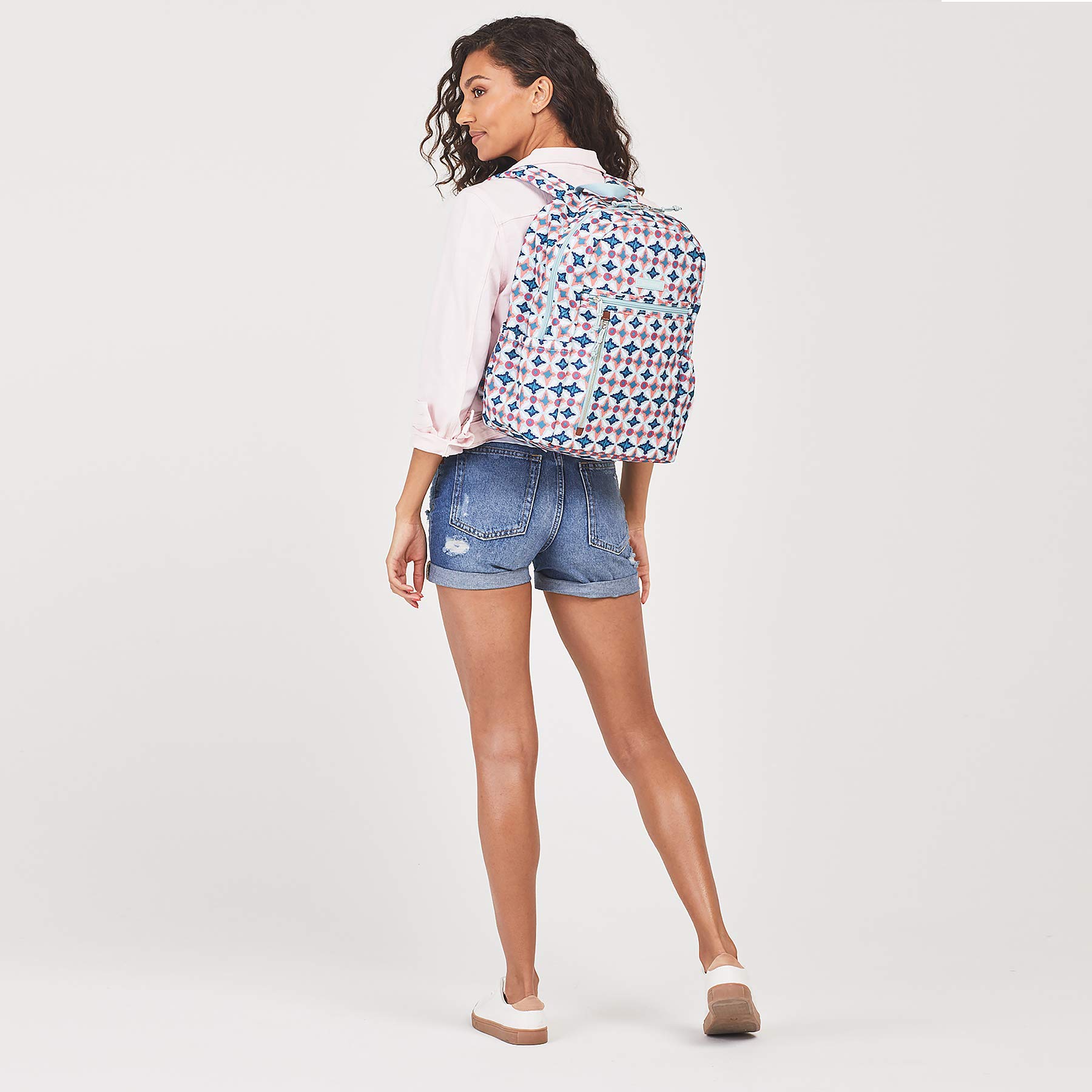 Vera Bradley Women's Lighten Up Study Hall Backpack, Water Geo, One Size