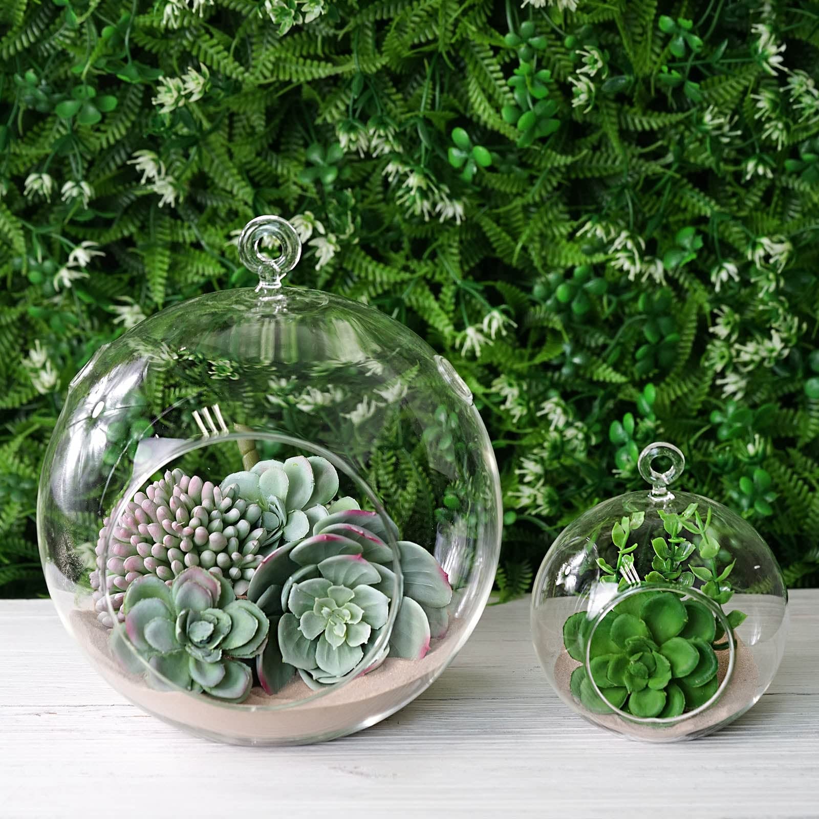 TABLECLOTHSFACTORY 4 pcs 8" Diameter Gigantic Globe Glass Terrarium/Decorative Clear Glass Globe