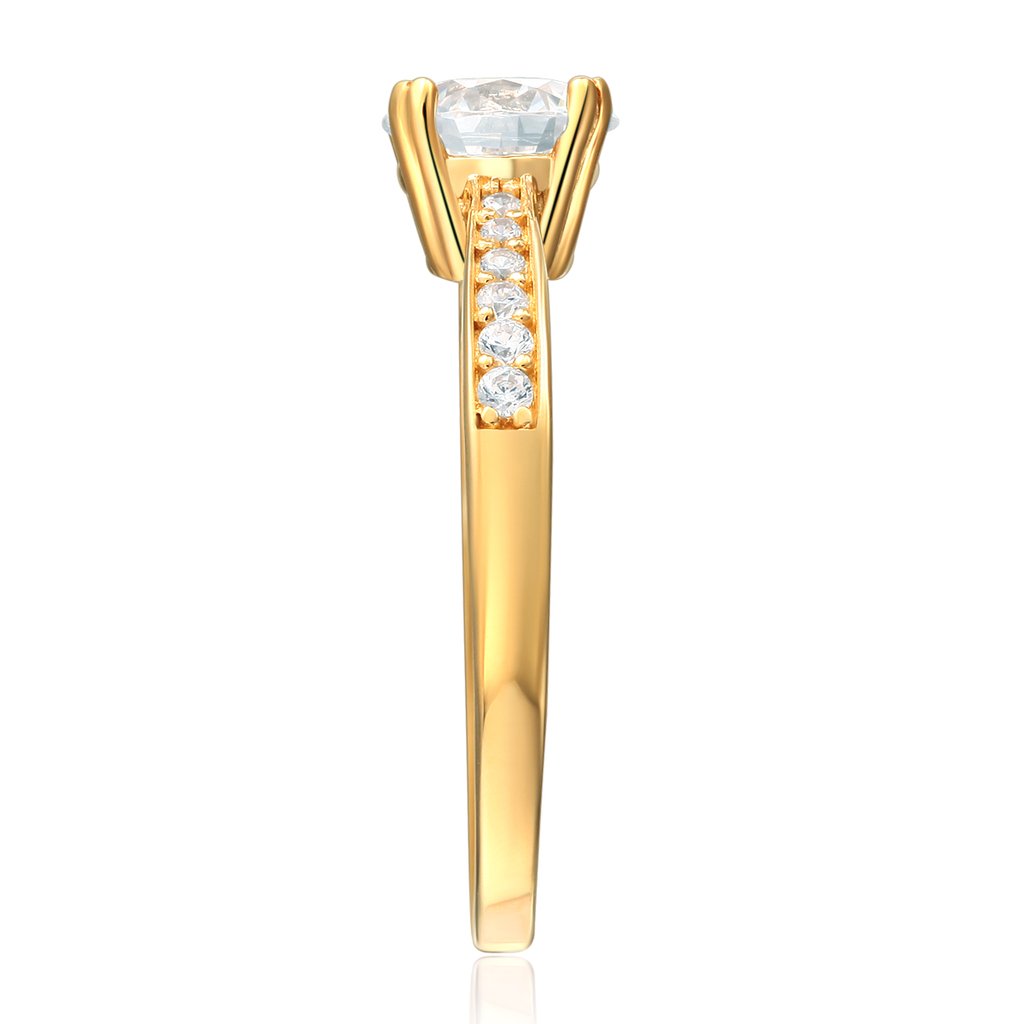 TWJC 14k Yellow Gold Solid Wedding Engagement Ring - Size 6