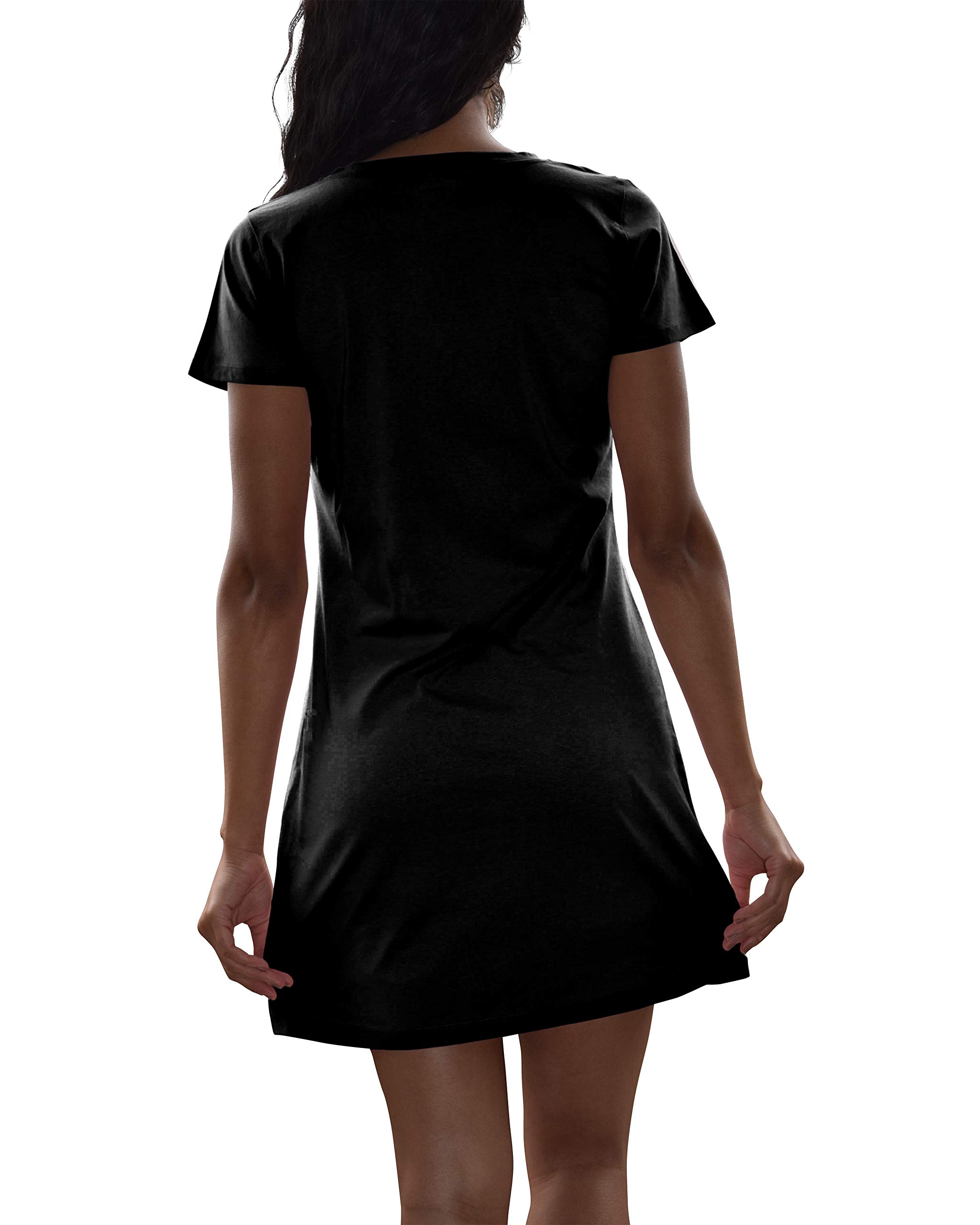 Sexy Basics Women's Cotton Soft V-Neck Sleepwear Shirt/Nightwear Shirt -Pack of 3 (3 Pack -Black/Nude-Khaki/White, Large)