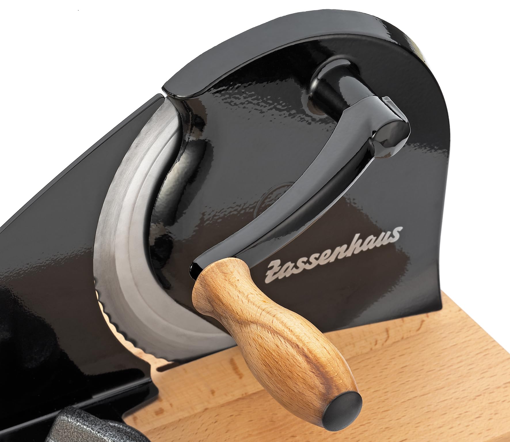 Zassenhaus Manual Bread Slicer, Classic Hand Crank Home Bread Slicer (Black) 11.75 Inch by 8 Inch