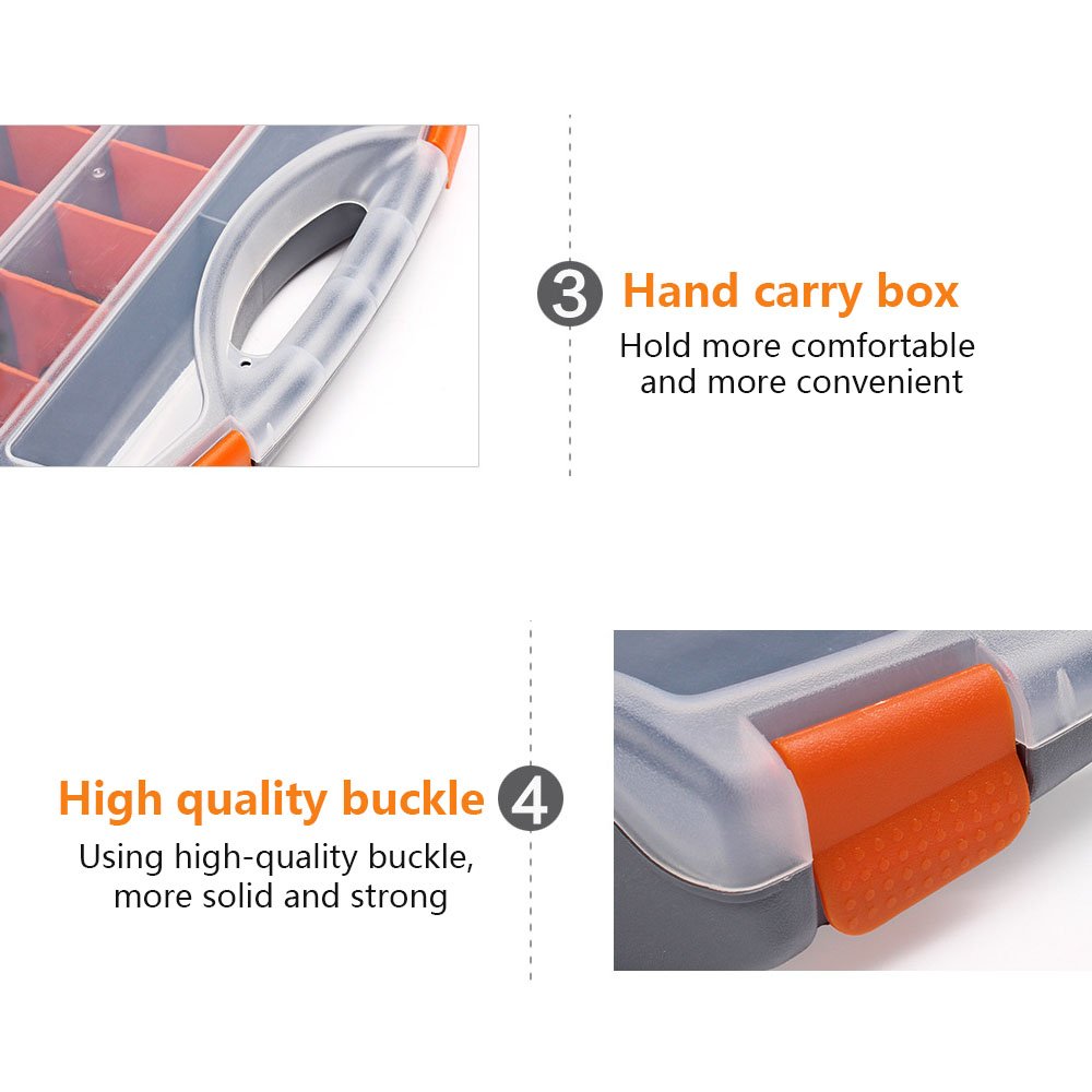 TOPIND Fishing Tackle Box Double-Sided, Transparent Fish Tackle Storage with Adjustable Dividers, Plastic Fishing Organizer Boxes for Fishing Lure Bait Hooks
