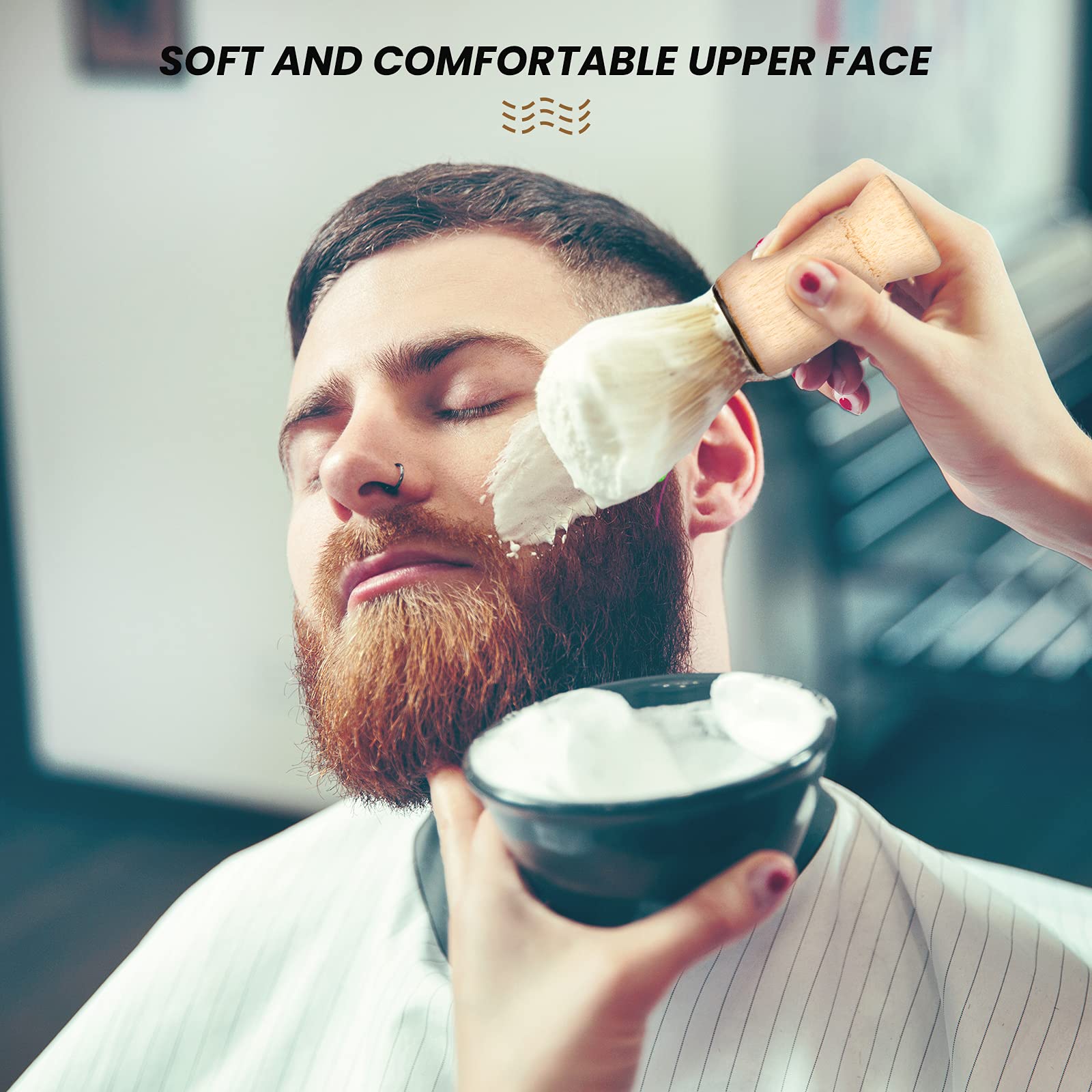 YAIKOAI 10 Pcs Men's Shaving Brush, Boar Bristle Wood Handle Shaving Brush Suitable for Professional Barber Salon Tools Personal Shaving