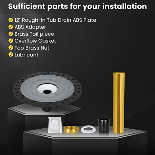 Upgrade Freestanding Bathtub Drain,Freestanding Tub Drain Rough-in Kit,Easy Freestanding Bathtub Drain Mounting Kit with ABS Plastic Adapter and Brass Liner