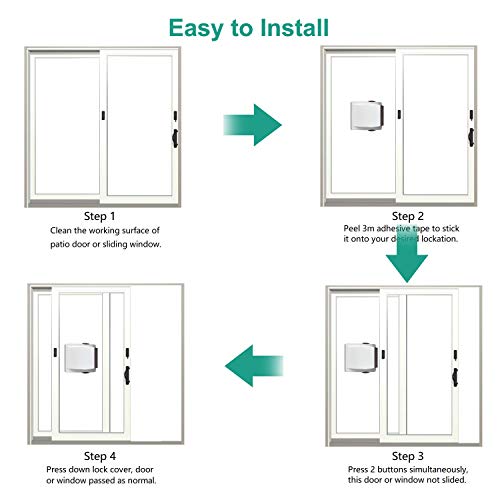 Sliding Glass Door Child Lock - OKEFAN 4 Pack Baby Safety Slide Window Locks for Kids Proof Patio Closet Doors No Drilling Tools Needed (Brown)