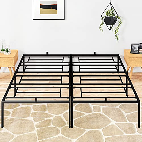 SunnyFurn King Bed Frame Platform,14 Inch Metal King Size Bed Frames No Box Spring Needed,Heavy Duty Steel Slat Mattress Foundation,Easy Assembly,No Noise and No Shaking