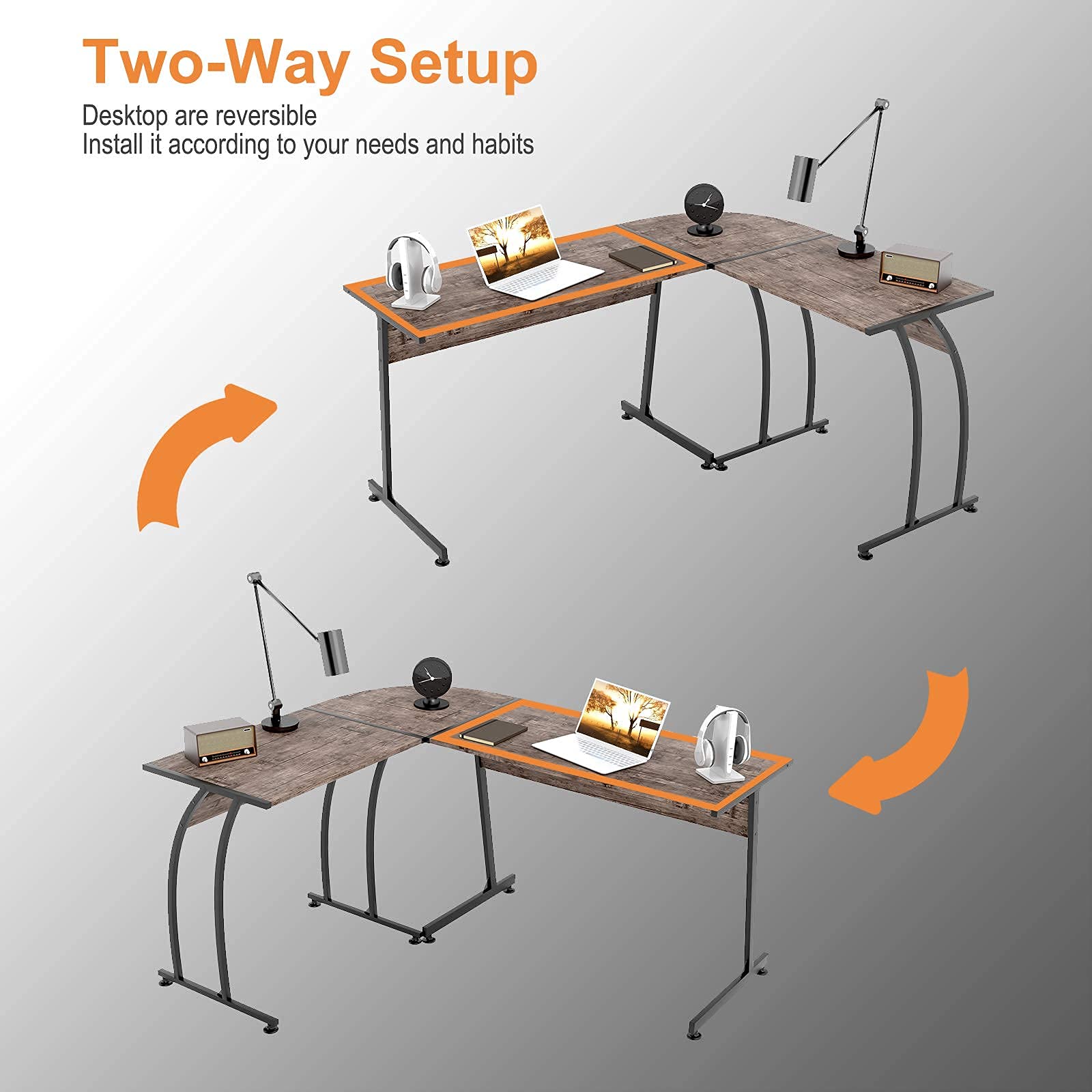 SMAGREHO L Shaped Gaming Desk 58" Home Office Computer Desk Large Corner Desk Writing Workstation Space-Saving Easy Assembly Dark Brown