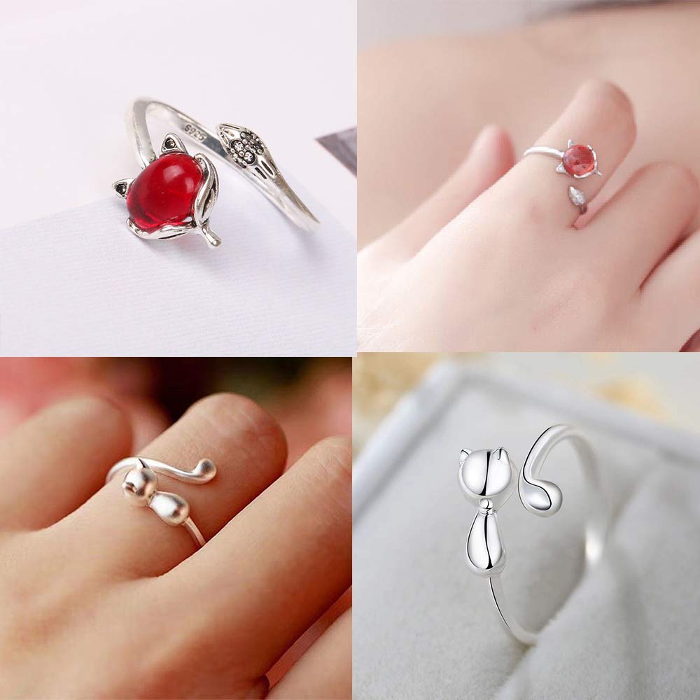 SUNNYOUTH 20 Pcs Open Rings Frog Leaf Chain Adjustable Ring for Women Men Girls Punk Vintage Gothic Stackable Ring Jewelry Set