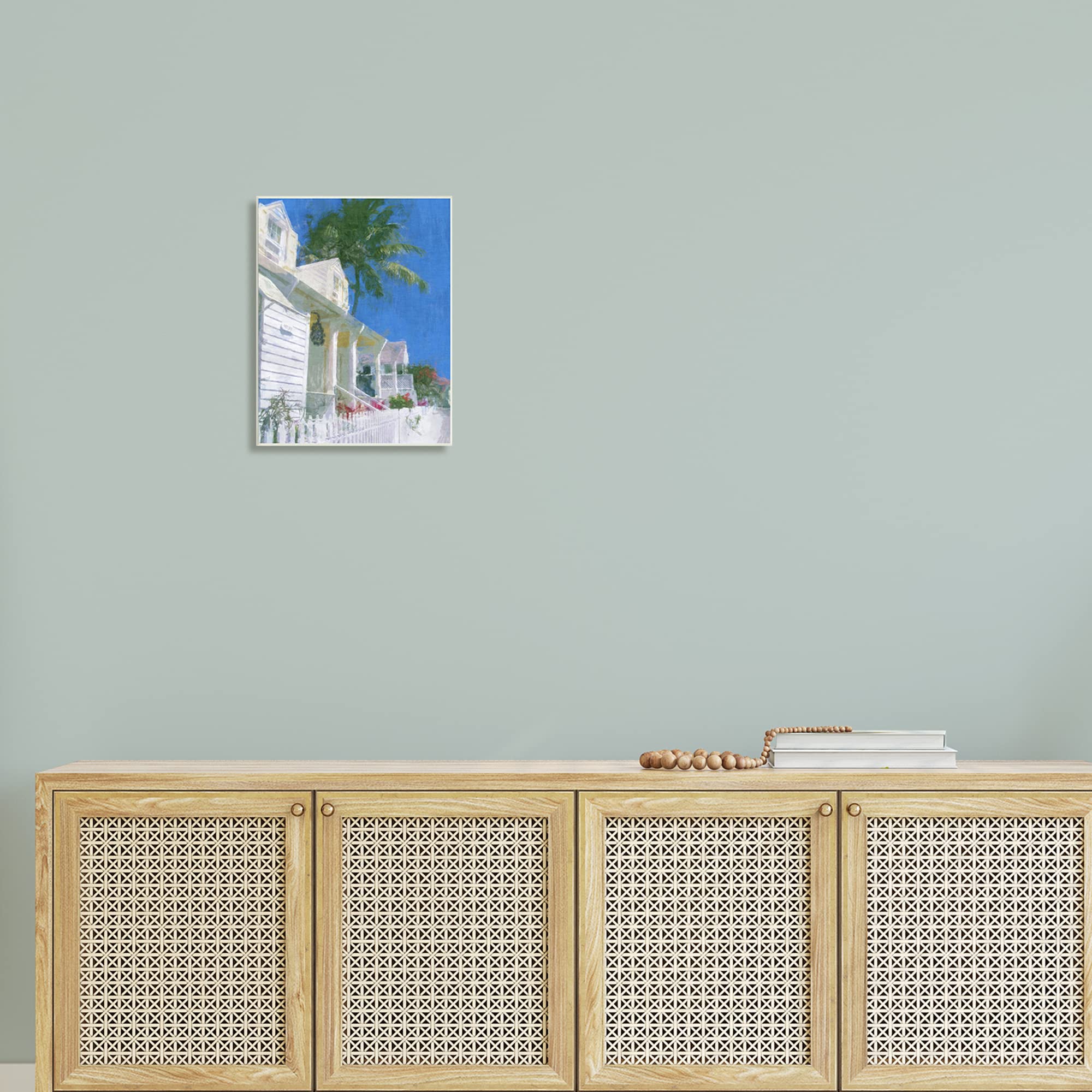 Stupell Industries Palm Tree Looming White Summer Villa Cottage, Design by Noah Bay
