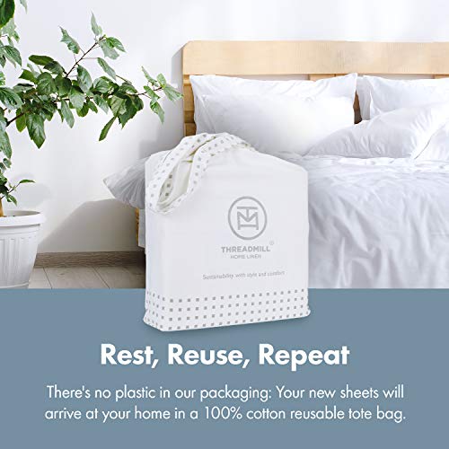 Threadmill 100% Cotton Sheets for Queen Size Bed - 600 Thread Count Queen Bed Sheets Set with 16β Deep Pocket - Sateen Weave 4-Piece Bedding Set with Cooling Effect, Sage Green