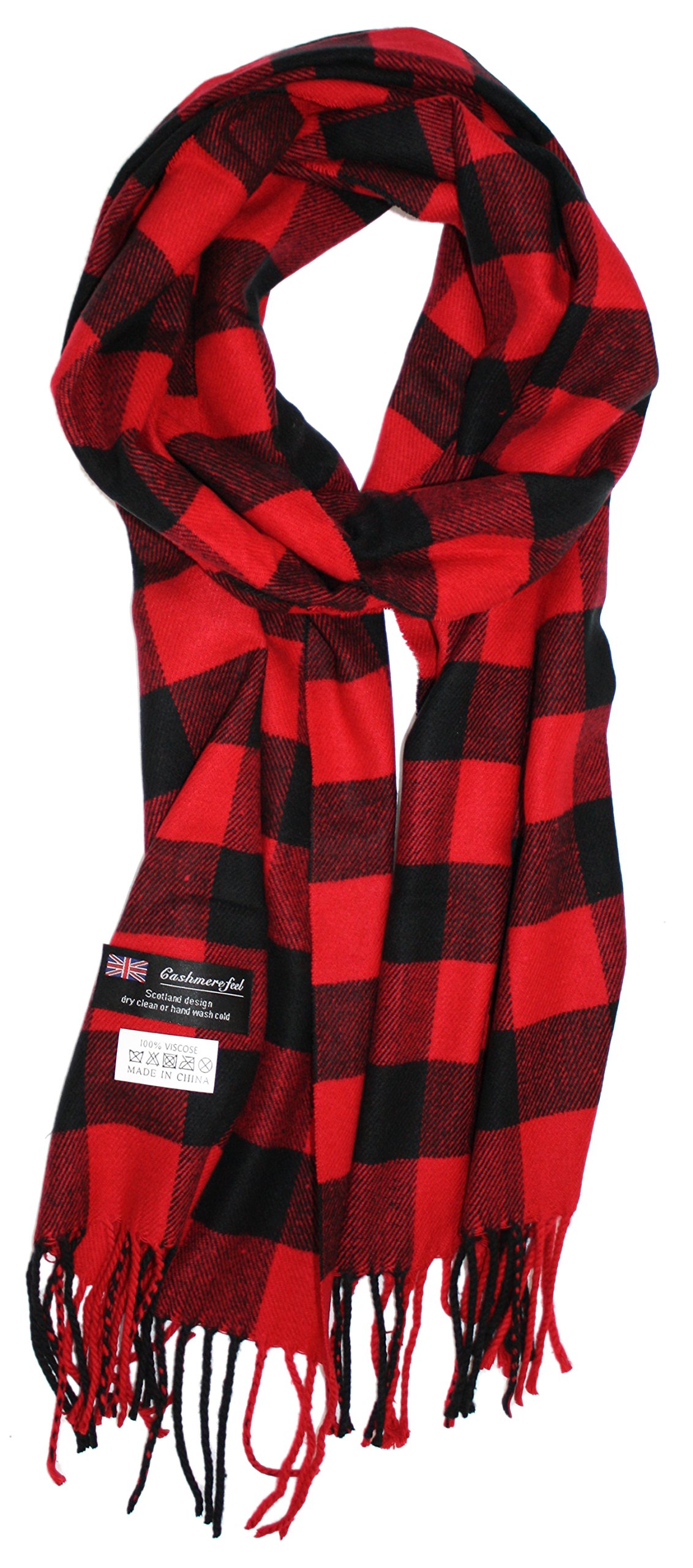 Ted and Jack - Jack's Classic Cashmere Feel Buffalo Check Scarf in Black and Red