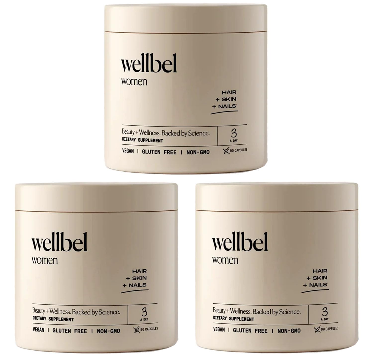 WELLBEL Women Clean Supplement for Hair, Skin, and Nails, Vegan, Gluten Free and Non GMO 90 Count (1 Pack)