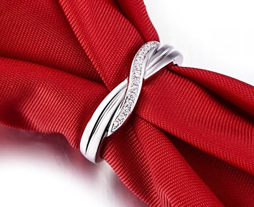 THREE MAN Sterling Silver Wedding Band Ring for Women X Style Brief Design 925 Silver (6)