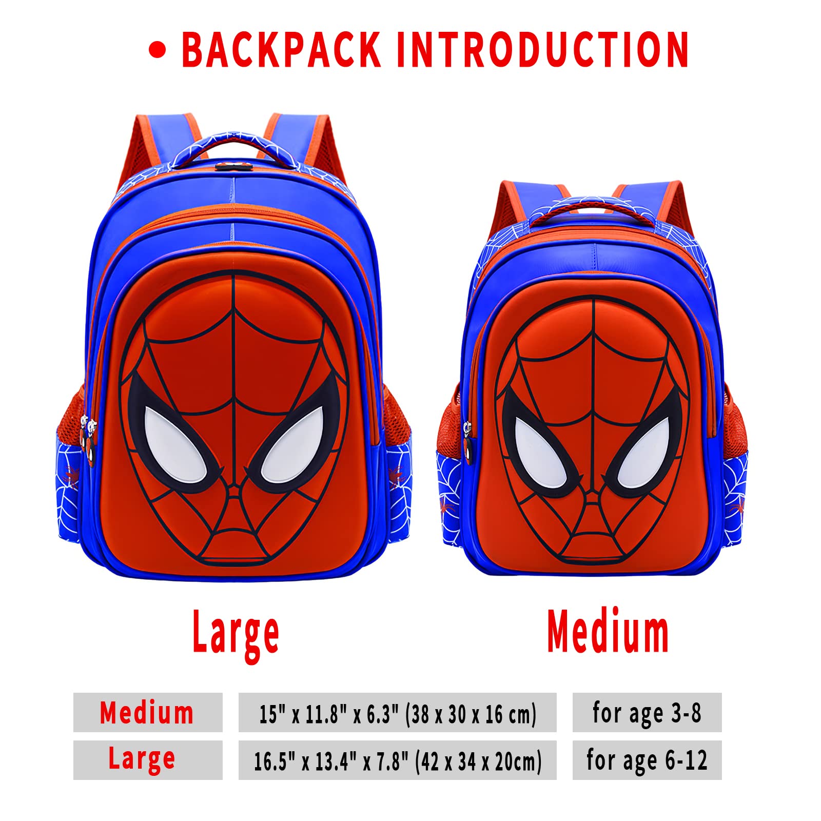 Toddler School Backpack 3D Comic Schoolbag Waterproof Lightweight Backpack for Elementary Student Schoolbag Kids(Blue M)